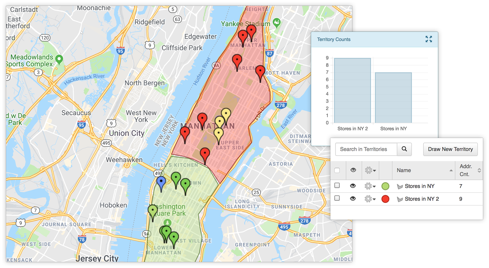 See your customers on a map and reshape your territories