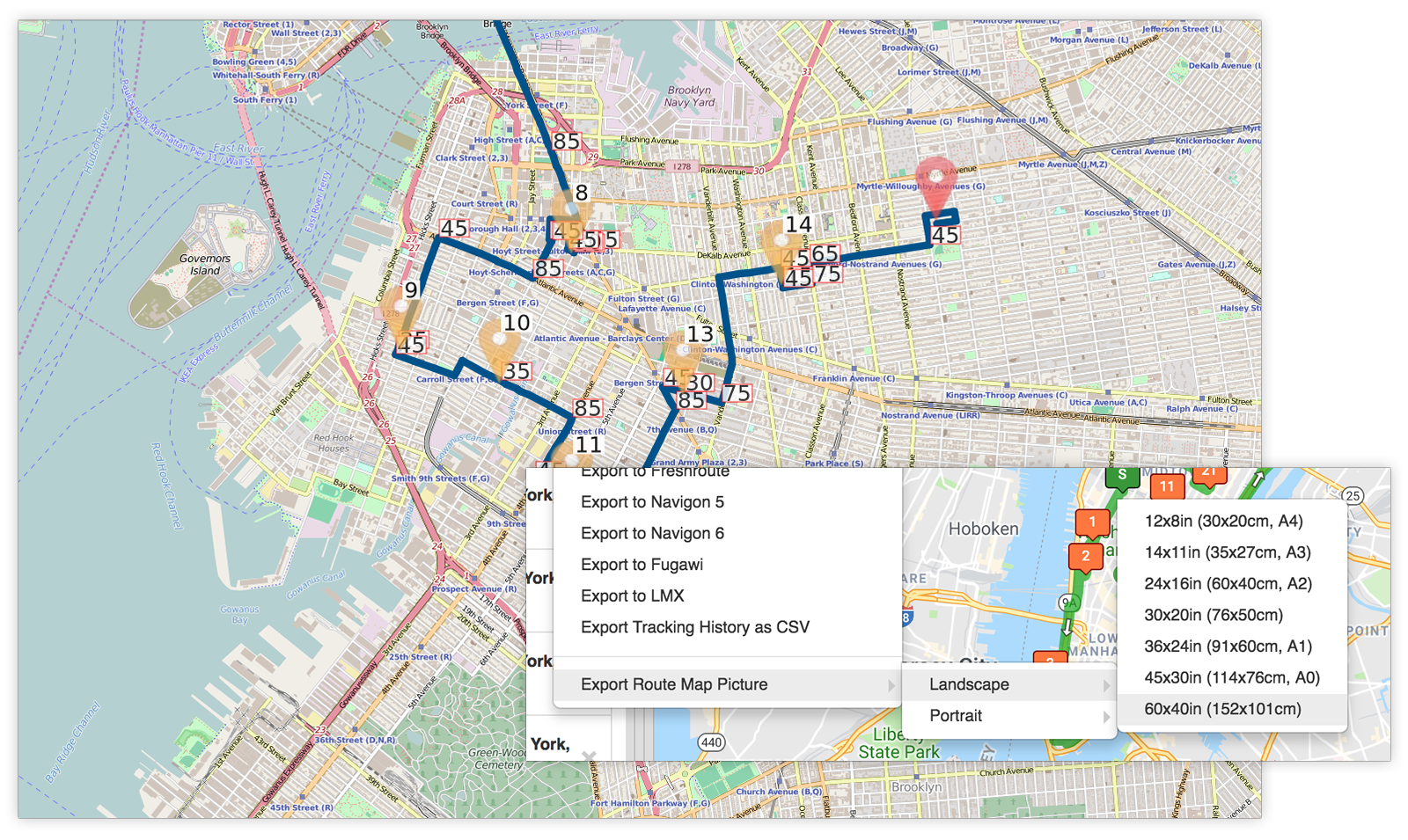 Export gigapixel route maps