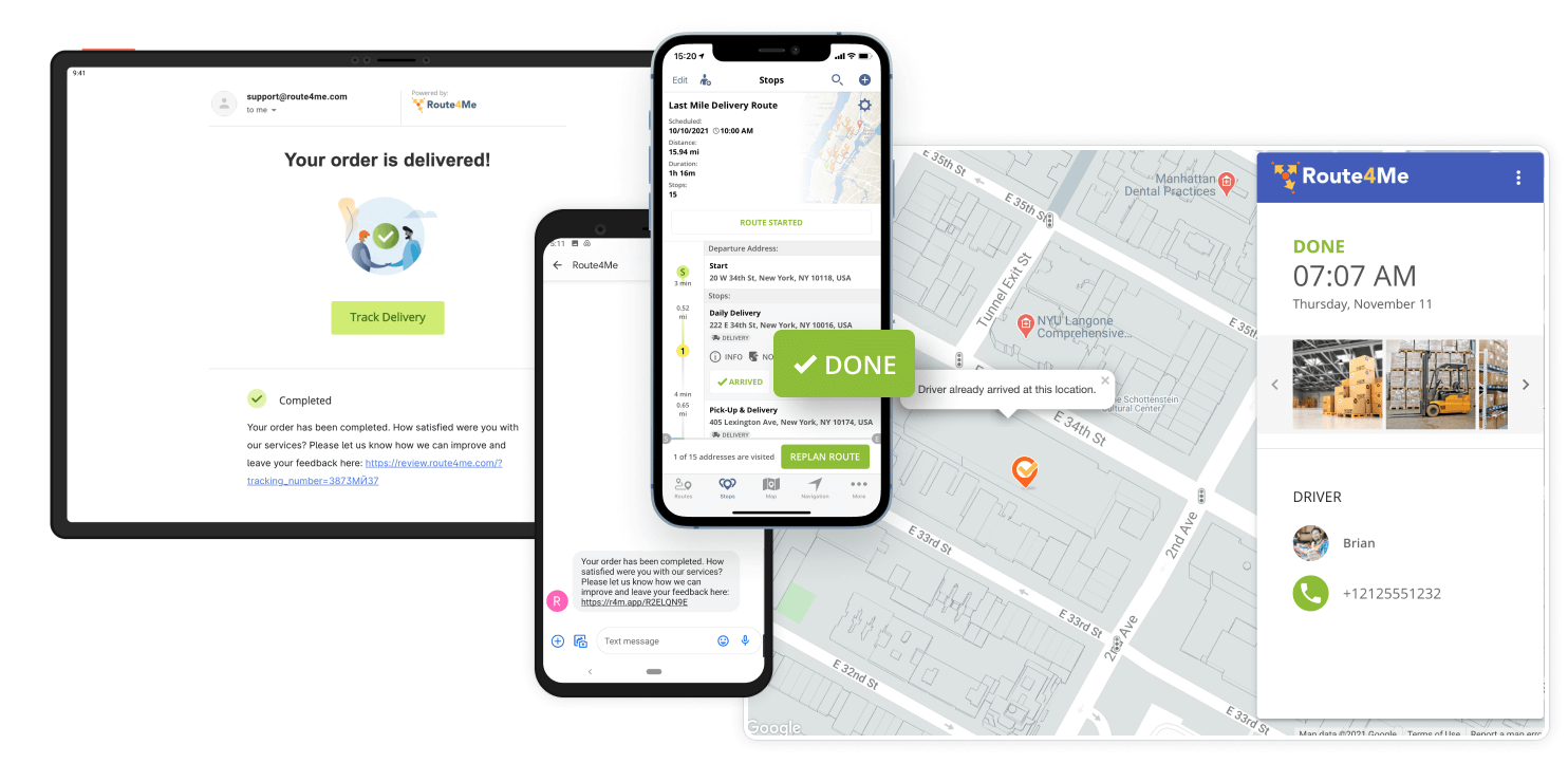 Completed SMS Alerts & Surveys for Delivery Tracking